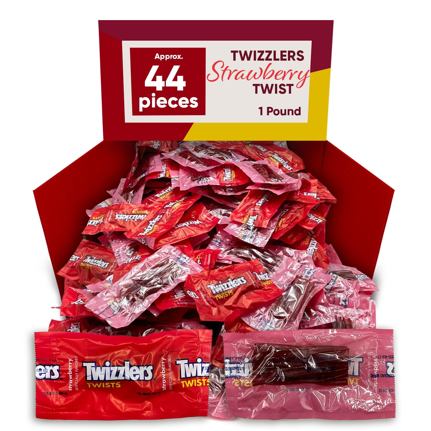 Strawberry Twists Licorice Candy AKF18 - 1Lb Bag (Approx. 44 Pieces ...