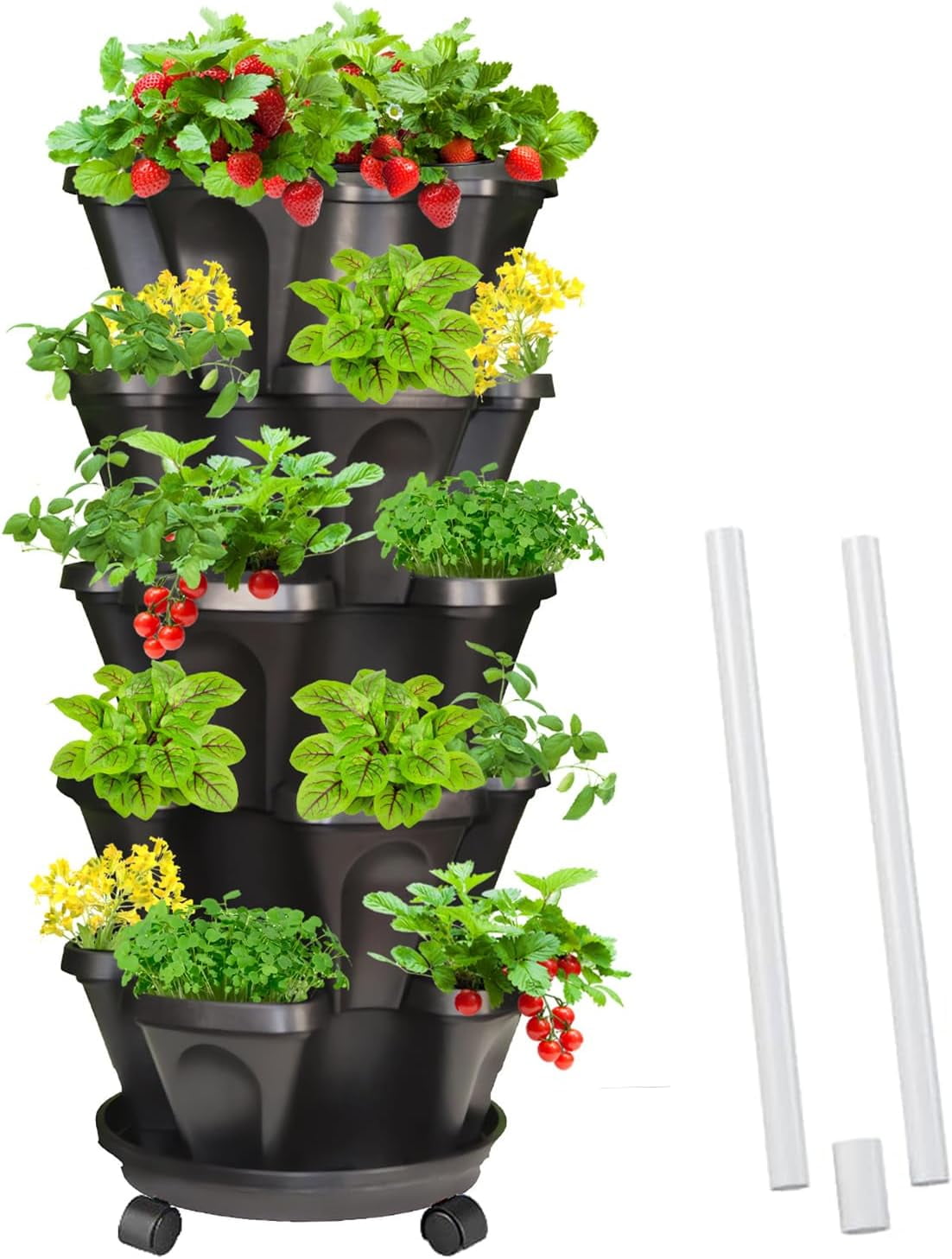 Strawberry Vertical Planter, 5 Tiered Stacking Garden Tower, Stackable ...