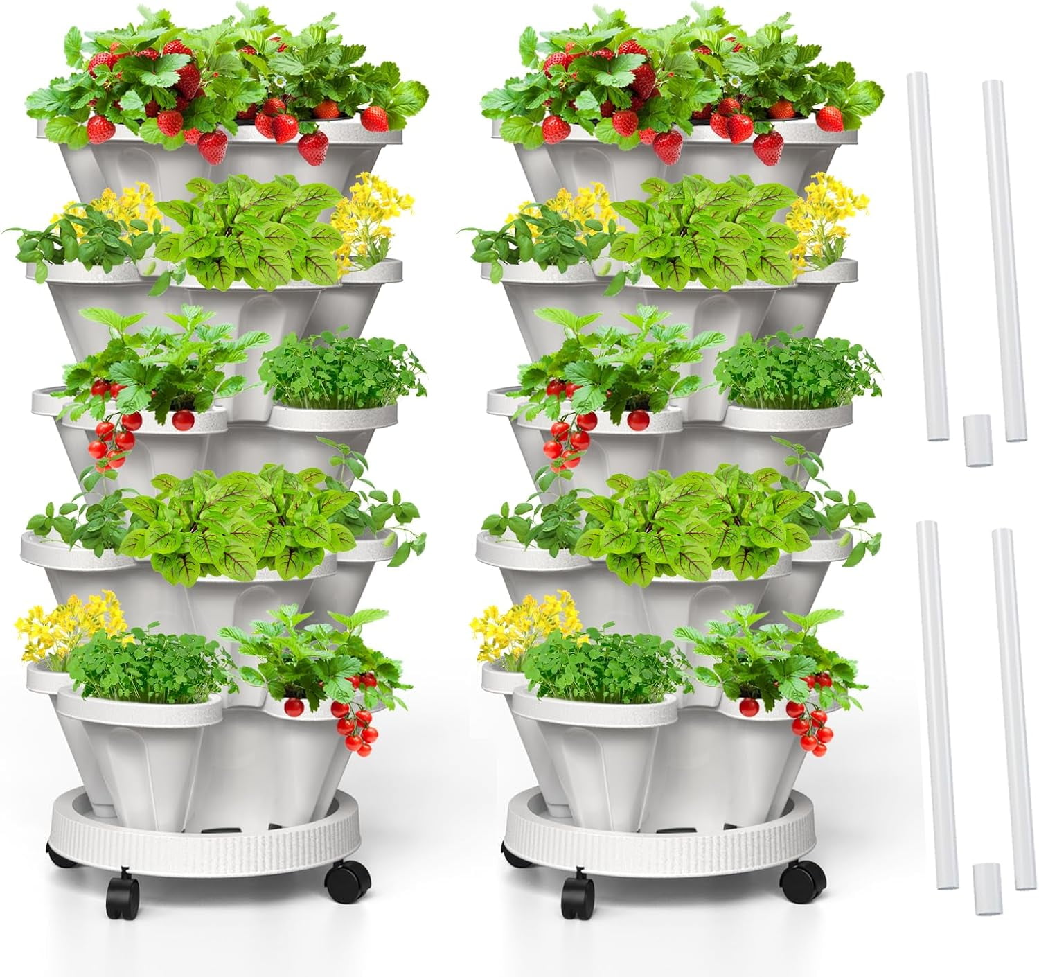Strawberry Vertical Planter, 5 Tiered Stacking Garden Tower, Stackable ...