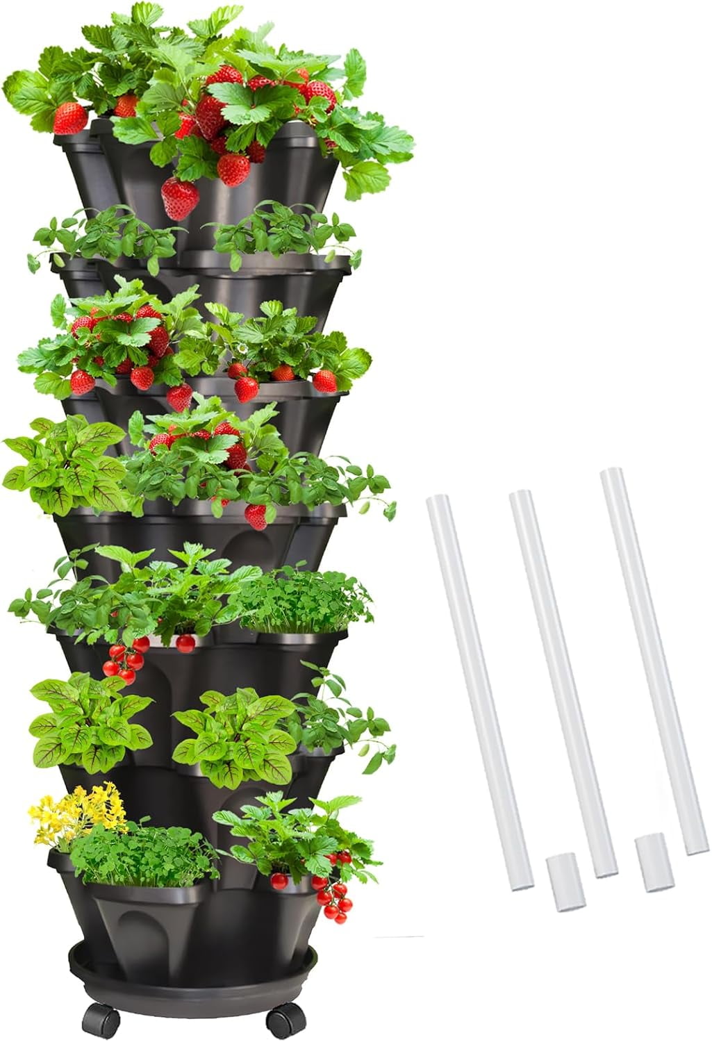 Strawberry Vertical Planters, 7 Tiered Stacking Tower Garden with ...