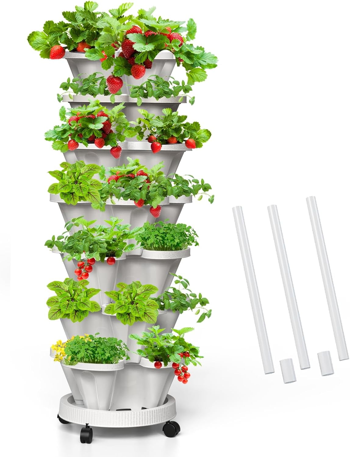 Strawberry Vertical Planters, 7 Tiered Stacking Tower Garden with ...
