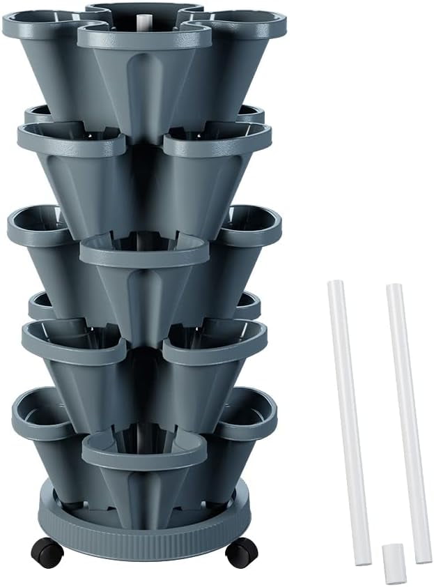 Strawberry Vertical Planters Tower Garden, 5 Tiered Stacking Planter ...