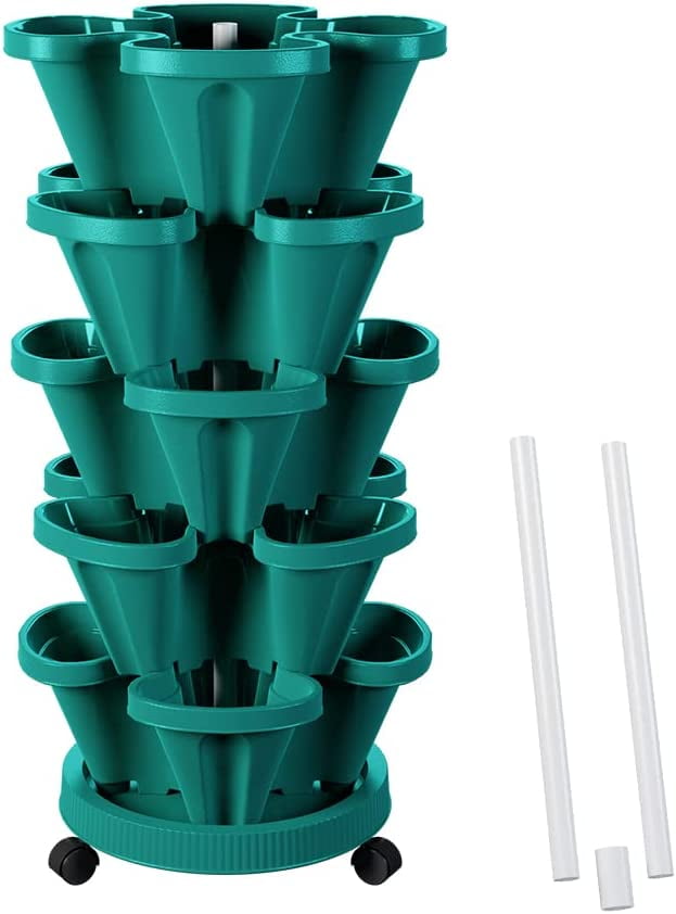 Strawberry Vertical Planters Tower Garden, 5 Tiered Stacking Planter ...