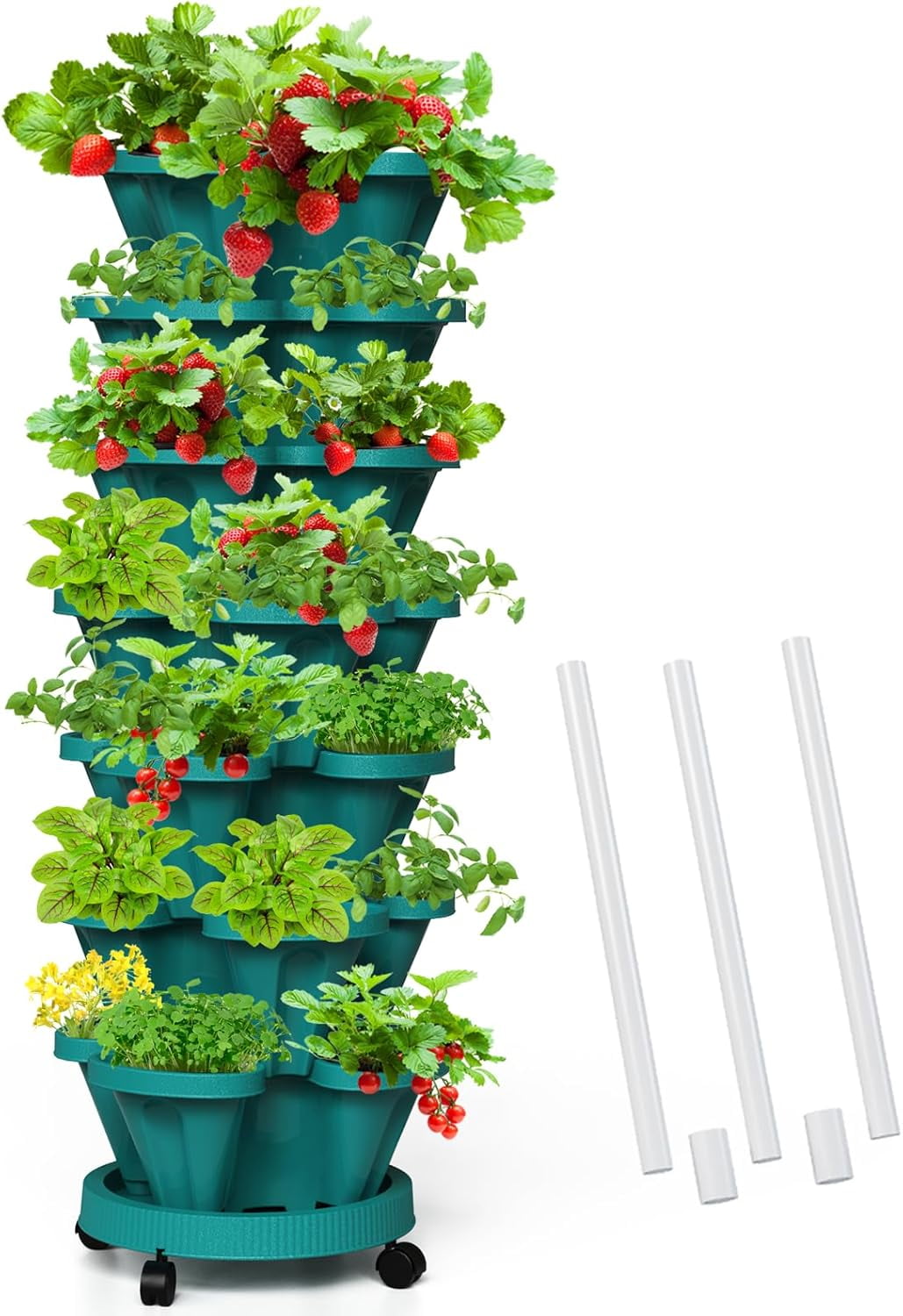 Strawberry Vertical Planters Tower Garden, 7 Tiered Stacking Herb ...