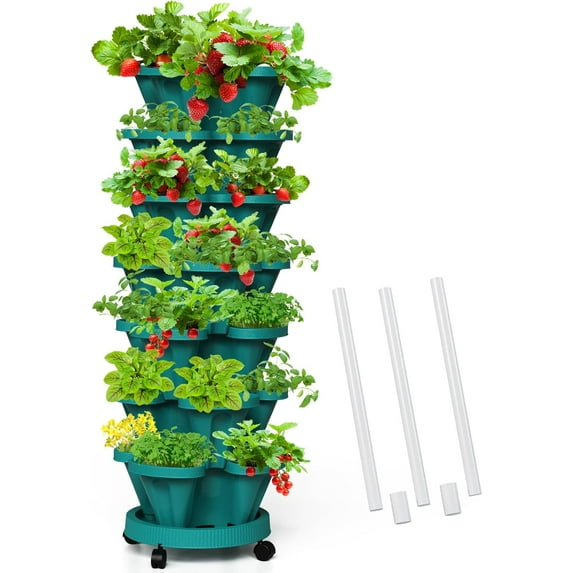 Strawberry Vertical Planters Tower Garden, 7 Tiered Stacking Herb ...
