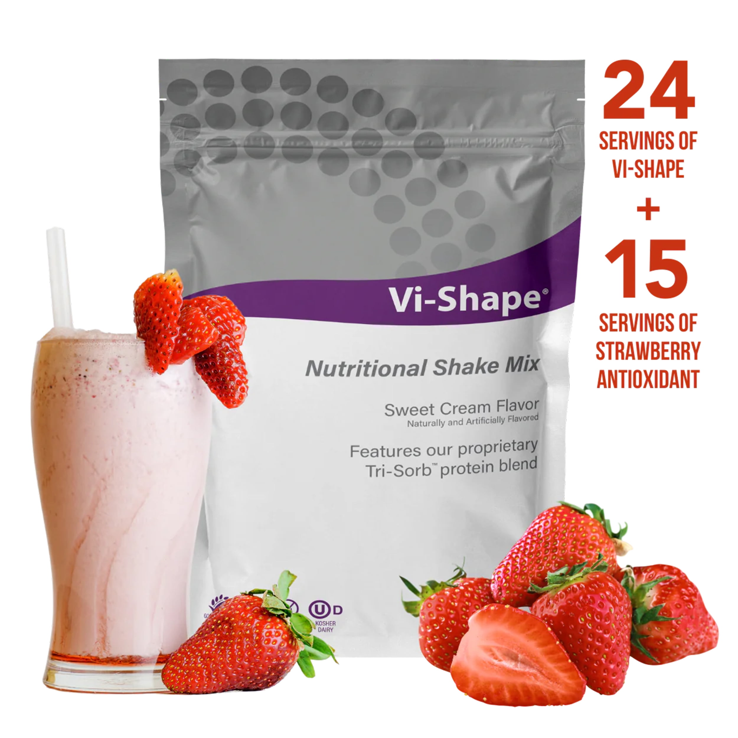 Strawberry + Vi-Shape - 1 Shake Pouch (24 Servings) + 1 Box Strawberry ...
