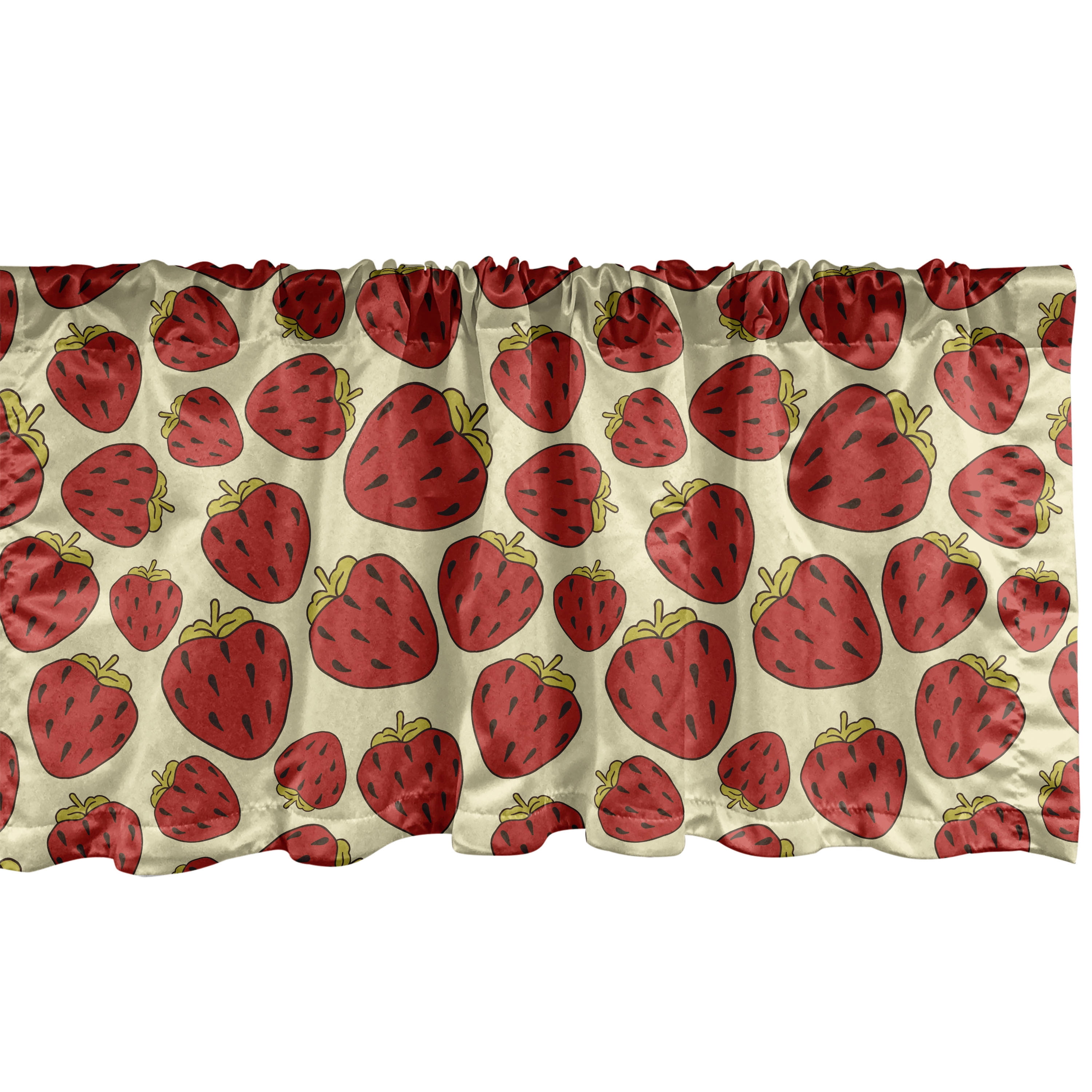 Strawberry Window Valance, Summer Fruits Tasty Delicious Art ...