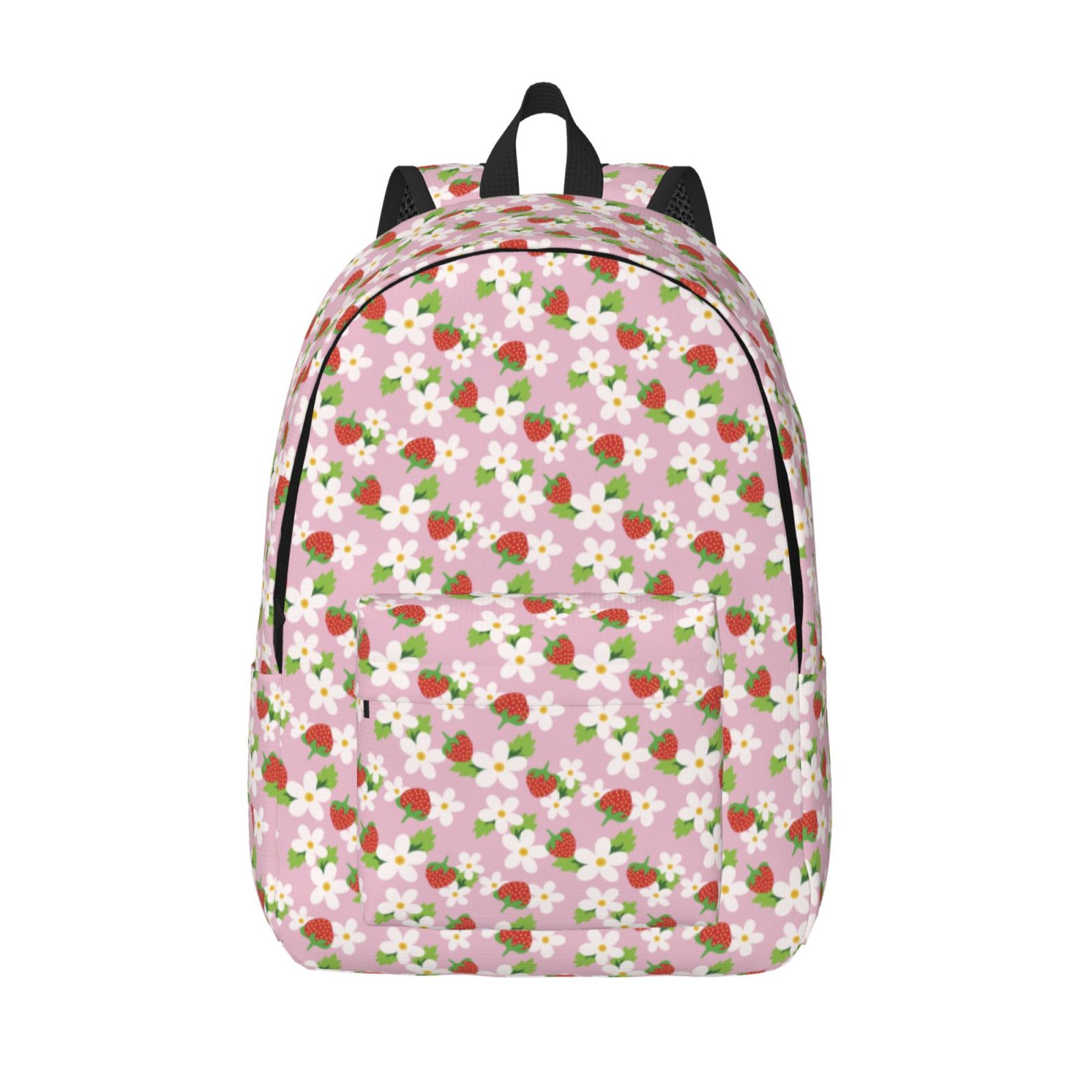 Strawberry With Green Leaves Flower Backpack for Men Women Laptop ...
