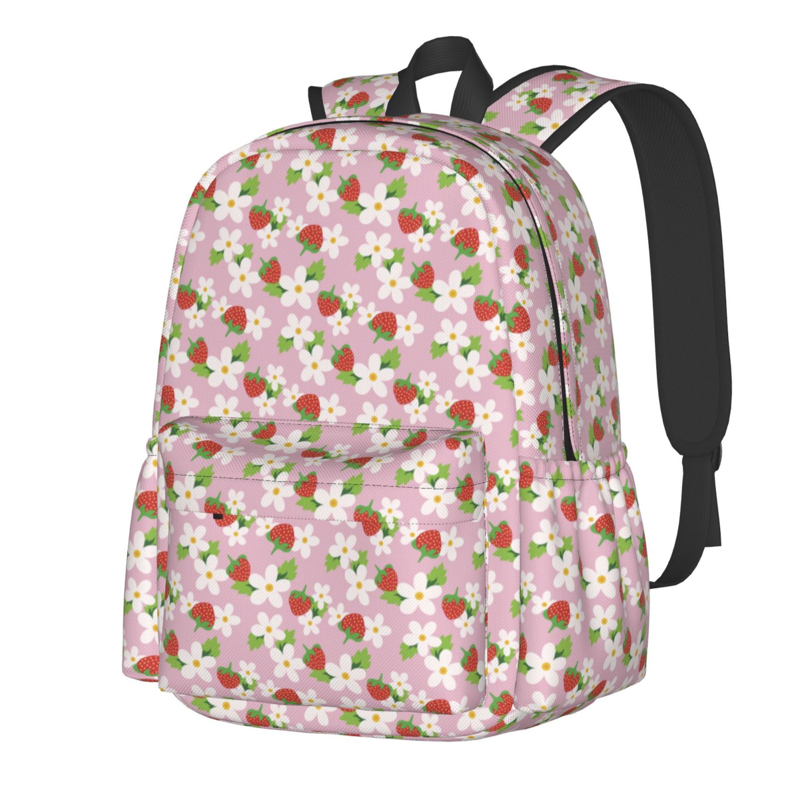 Strawberry With Green Leaves Flower Backpack for Men Women Laptop ...
