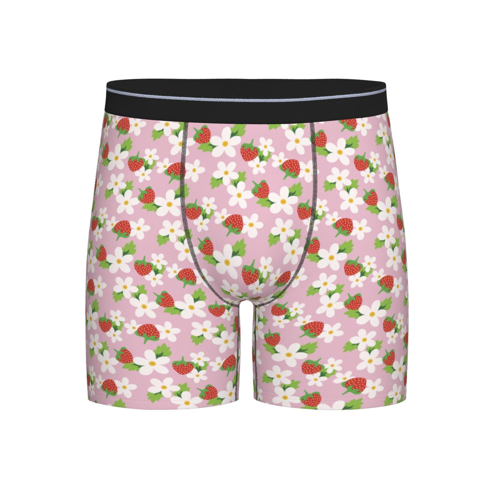 Strawberry With Green Leaves Flower Mens Underwear Boxer Briefs Stretch ...