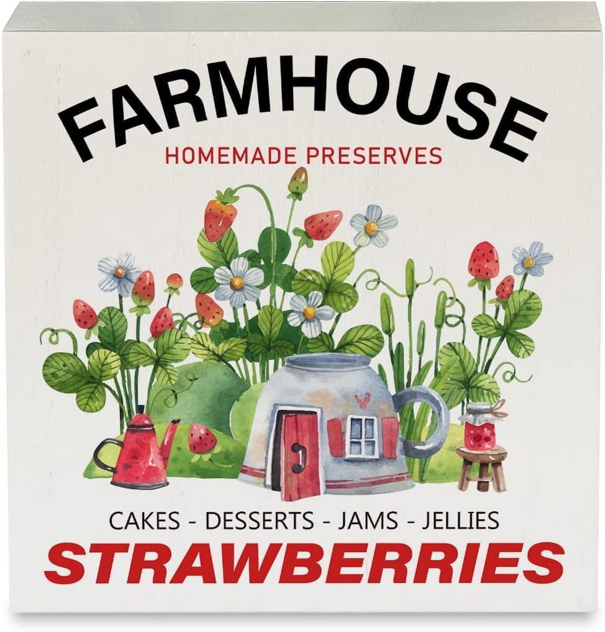 Strawberry Wood Box Sign Rustic Farmhouse Strawberries Wooden Box Sign ...