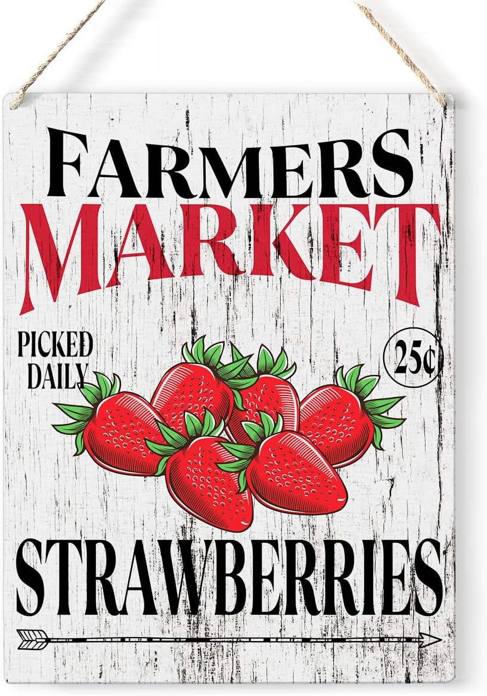 Strawberry Wood Sign Strawberries Market Wooden Signs Rustic Summer ...
