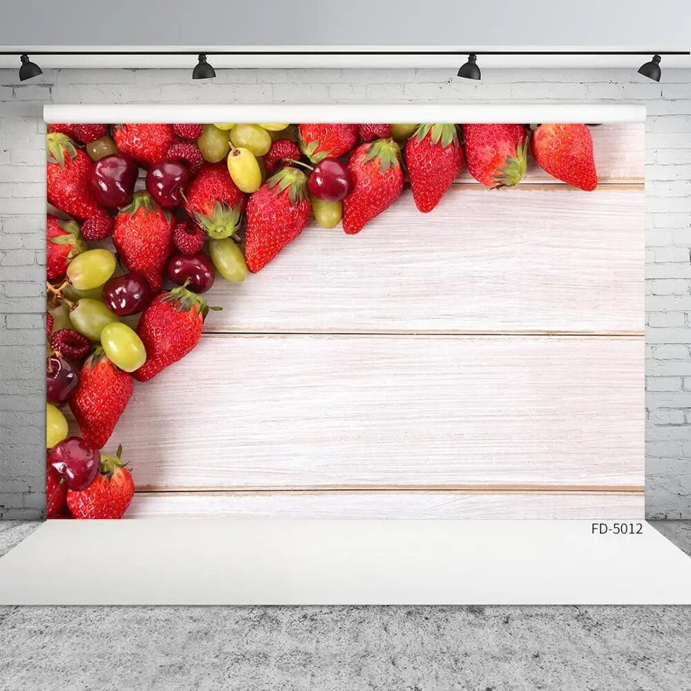 Strawberry Wooden Board Vinyl Backdrops Party Baby Newborn Portrait ...