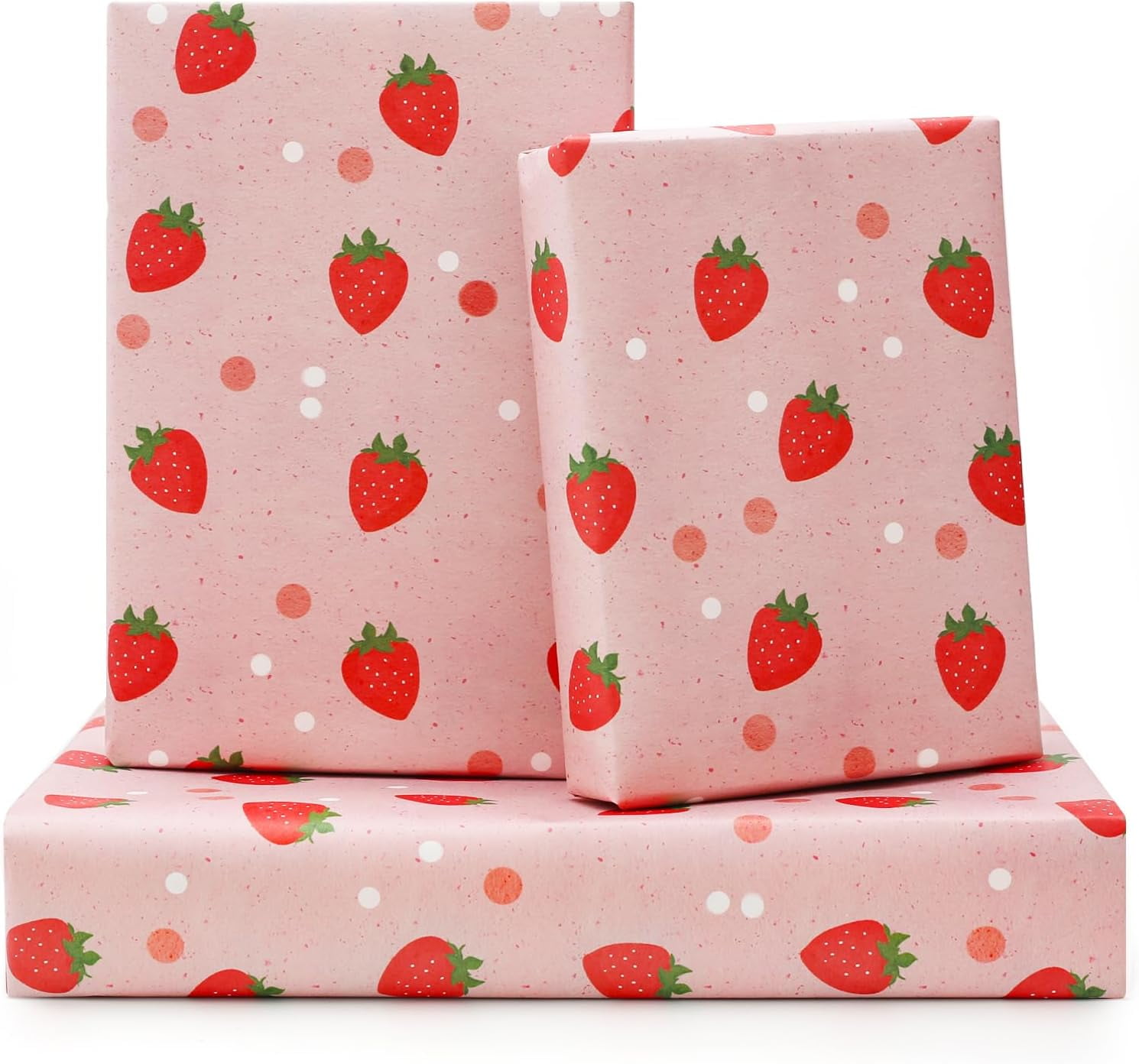 Strawberry Wrapping Paper, Pink Red Fruit Wrapping Paper, Pretty Cute ...