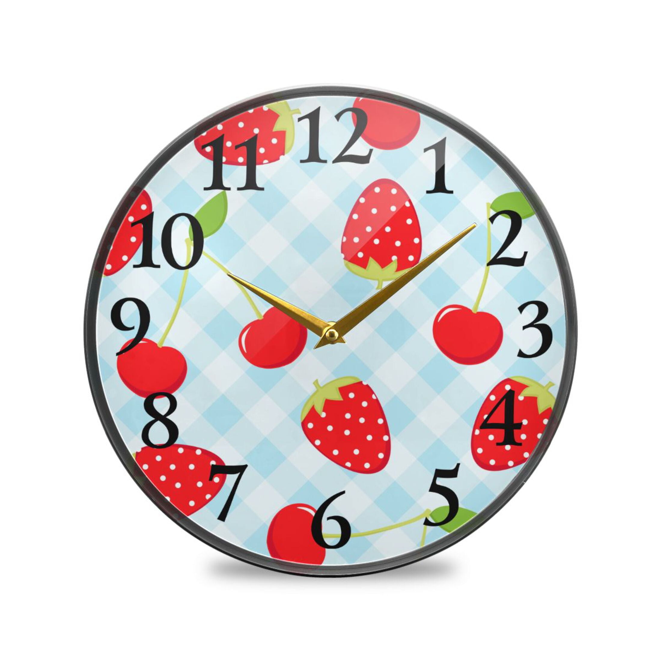 Strawberry and Cherry Wall Clocks Battery Operated 11.9 Inch Round ...