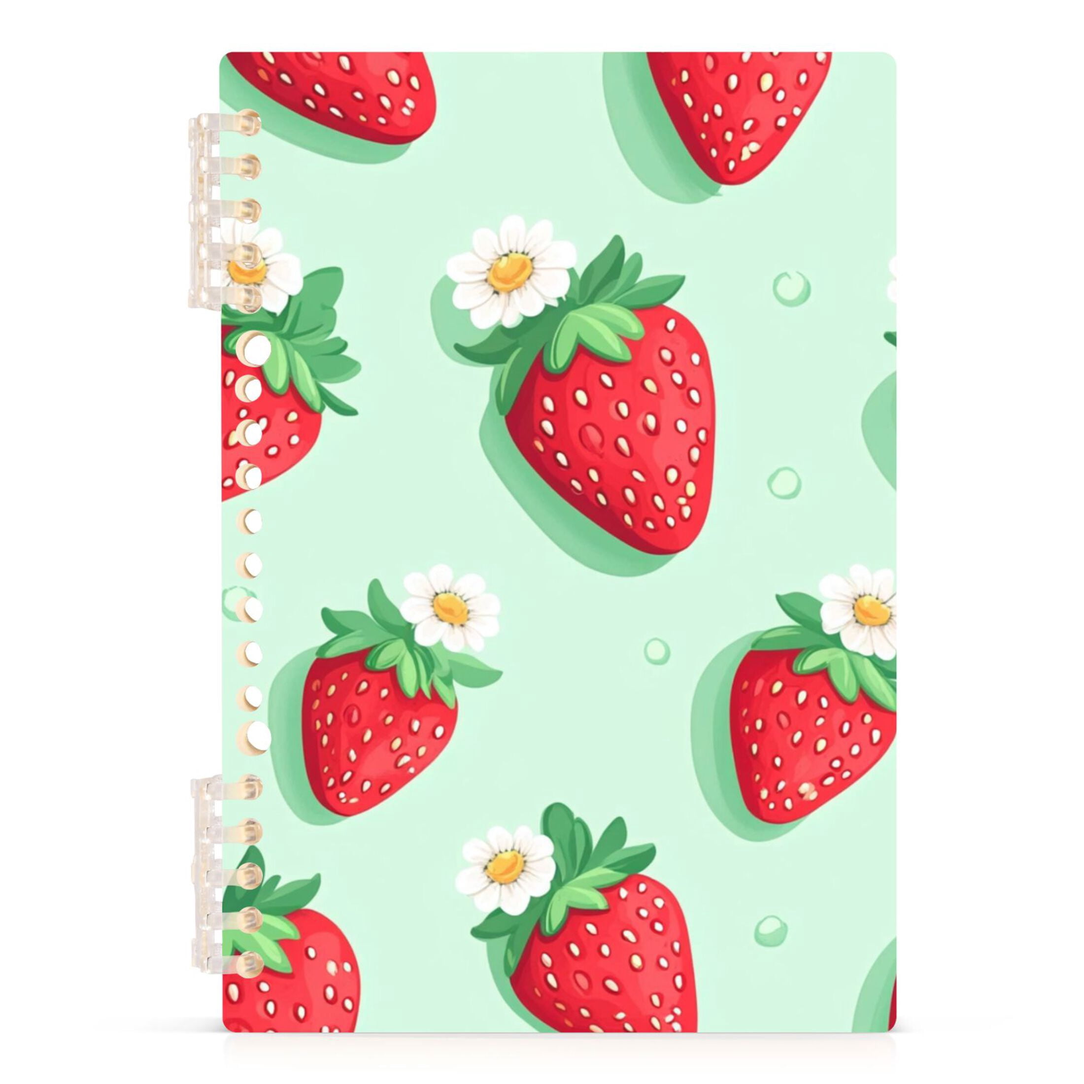 Strawberry and Daisy Pattern Lined Spiral Journal Notebook 60 Pages A5 ...