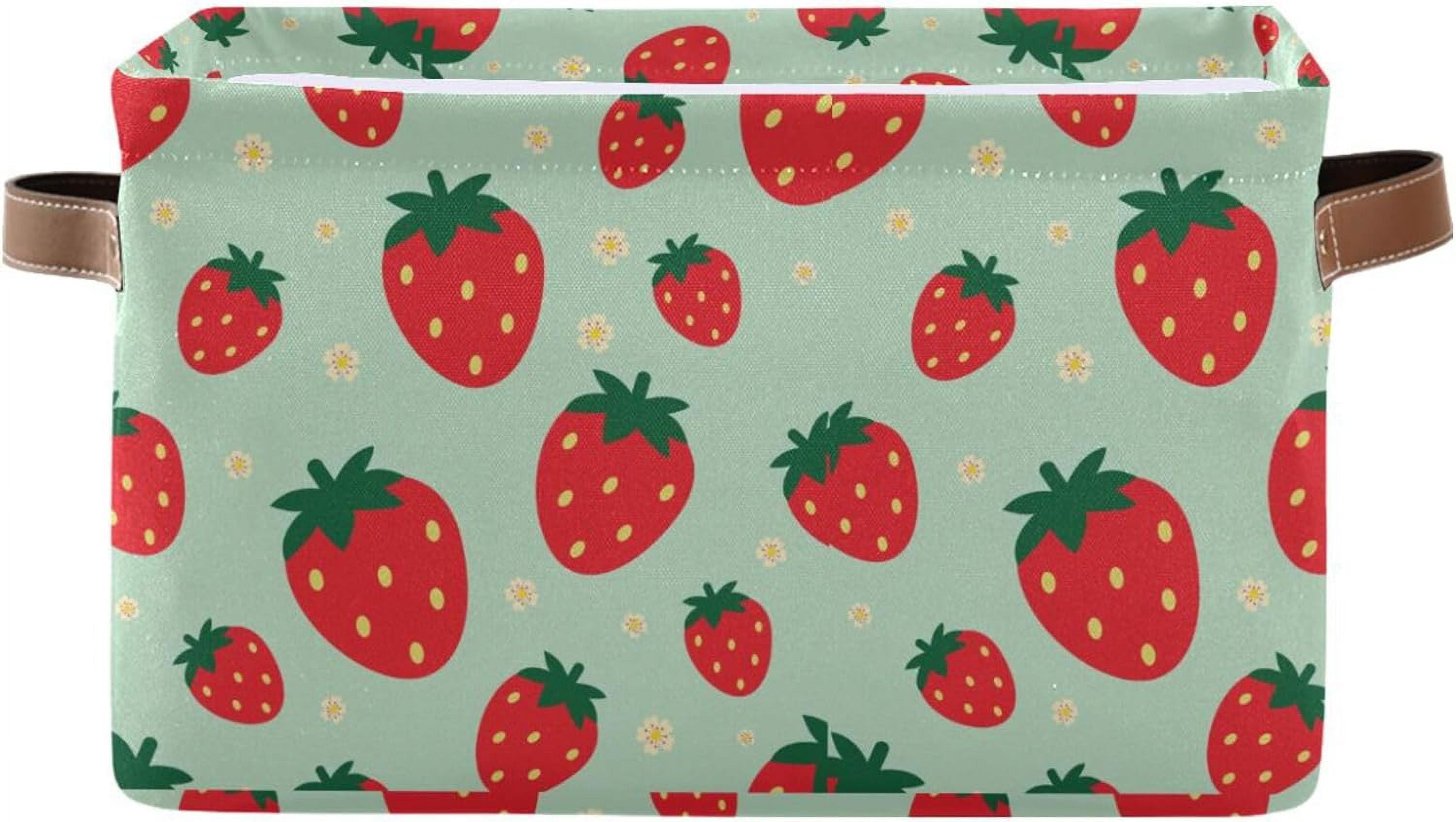 Strawberry and Flower Storage Basket, Durable Canvas Organizer With ...