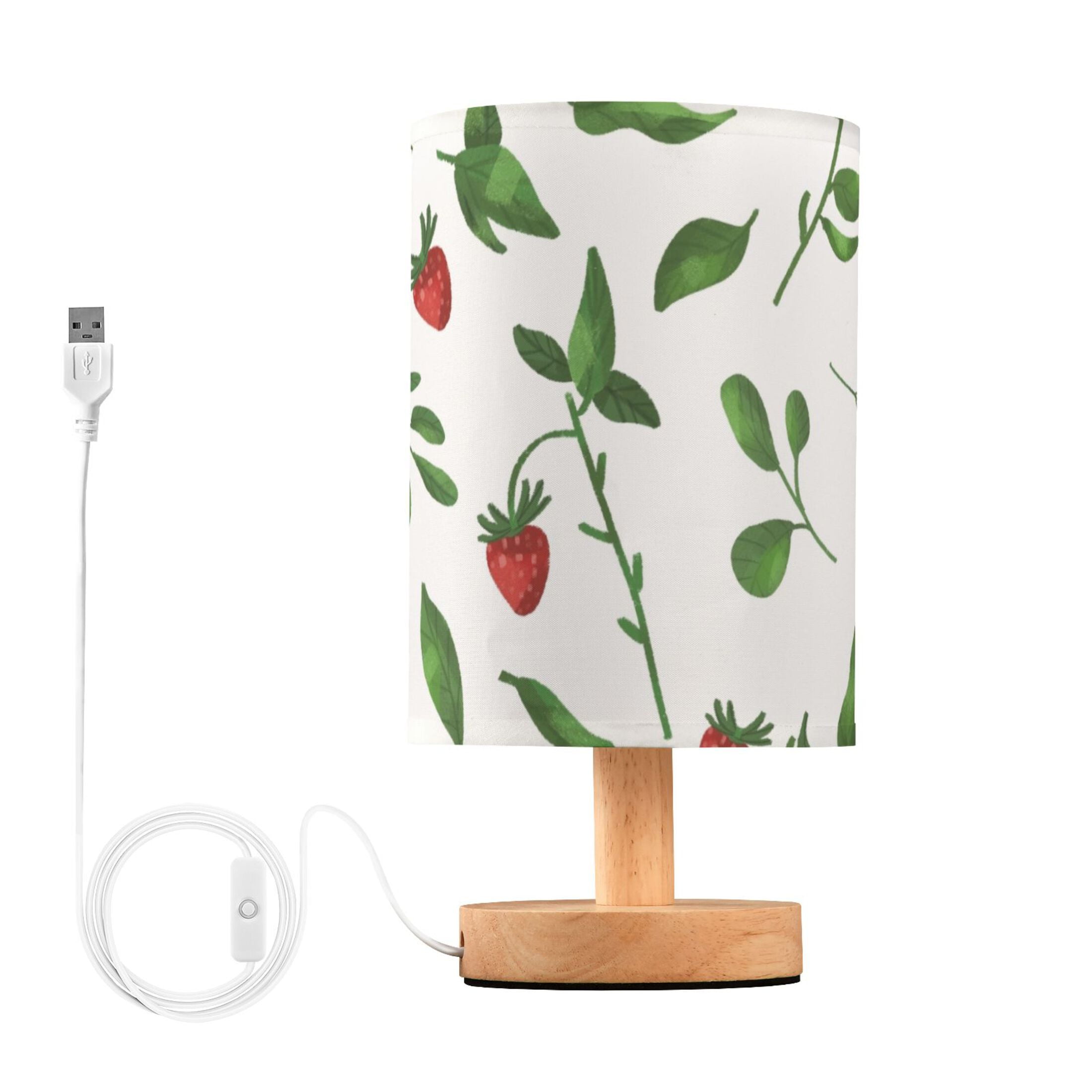 Strawberry and Leaves Bedside Table Lamp LED Warm Lights with USB ...