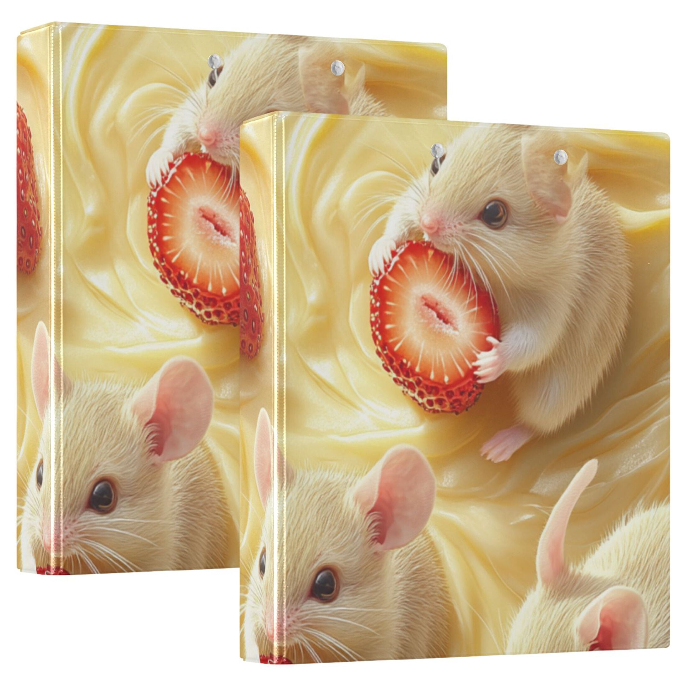 Strawberry and Mice 3 Ring Binders 1.5 inch Hardcover File Folders with ...