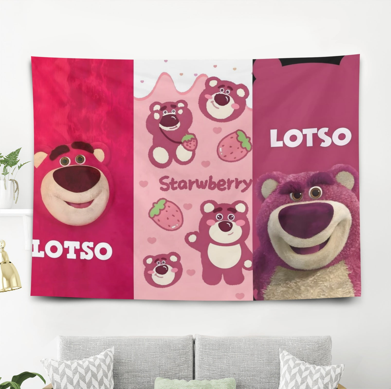 Strawberry bear Lotso-Theme Anti-pilling Tapestry Gift Wall Hanging ...
