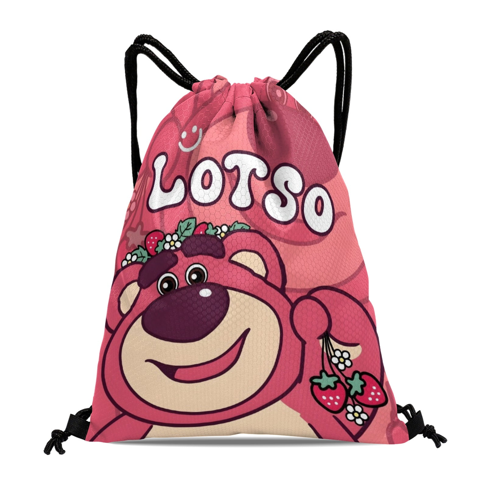 Strawberry bear Lotso-theme Drawstring Backpack Sports Gym Bag Water ...