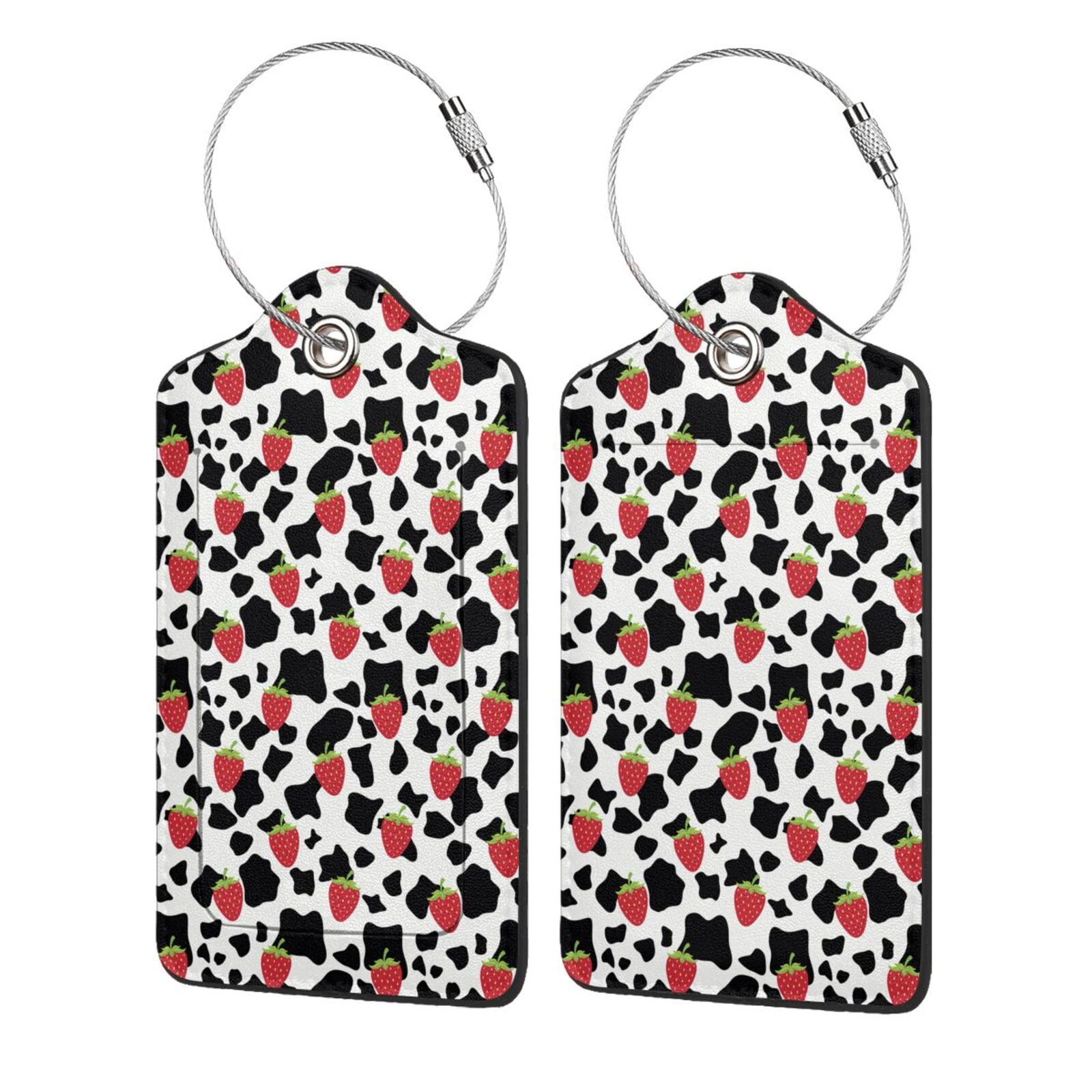 Strawberry cow Luggage Tags for Suitcase PU Privacy Cover ID Label ...