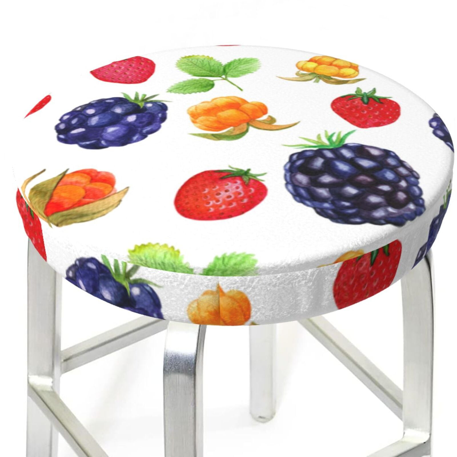 Strawberry fruit Bar Stool Covers - Stretch Round Seat Covers with ...