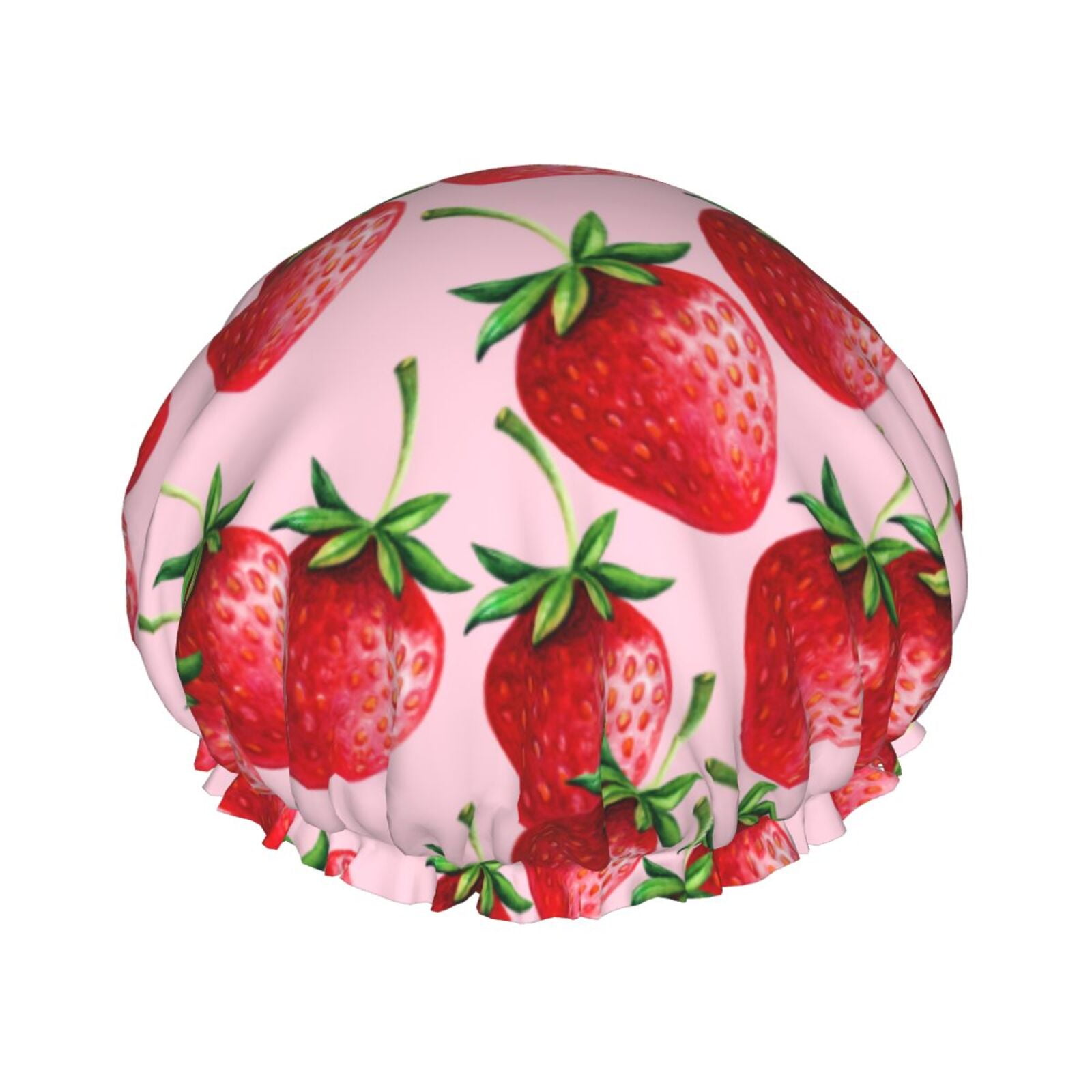Strawberry funny Shower Cap, Reusable Bath Hair Hat for all Hair ...