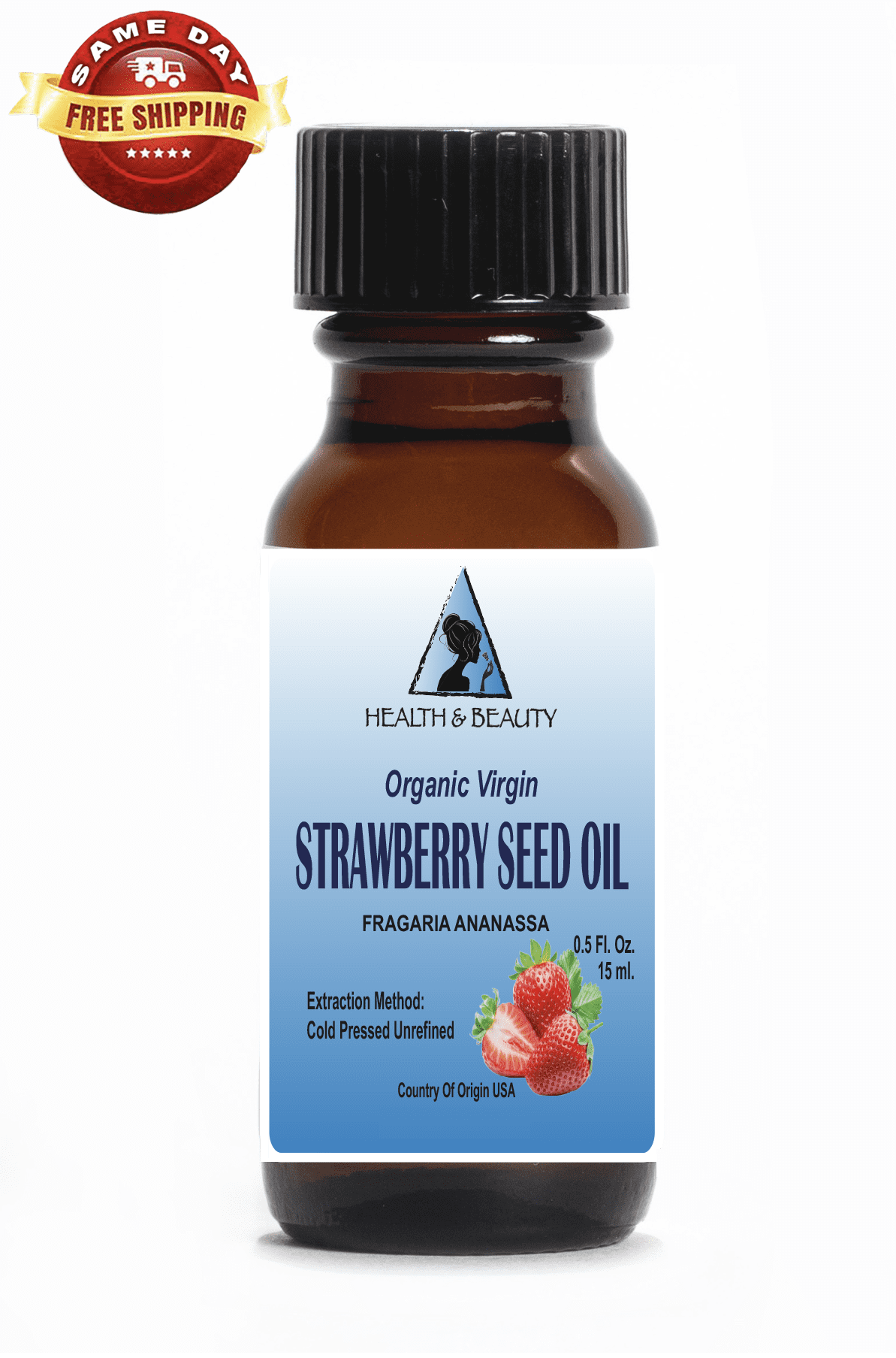 Strawberry seed oil unrefined organic by h&b oils center glass bottle 0 ...