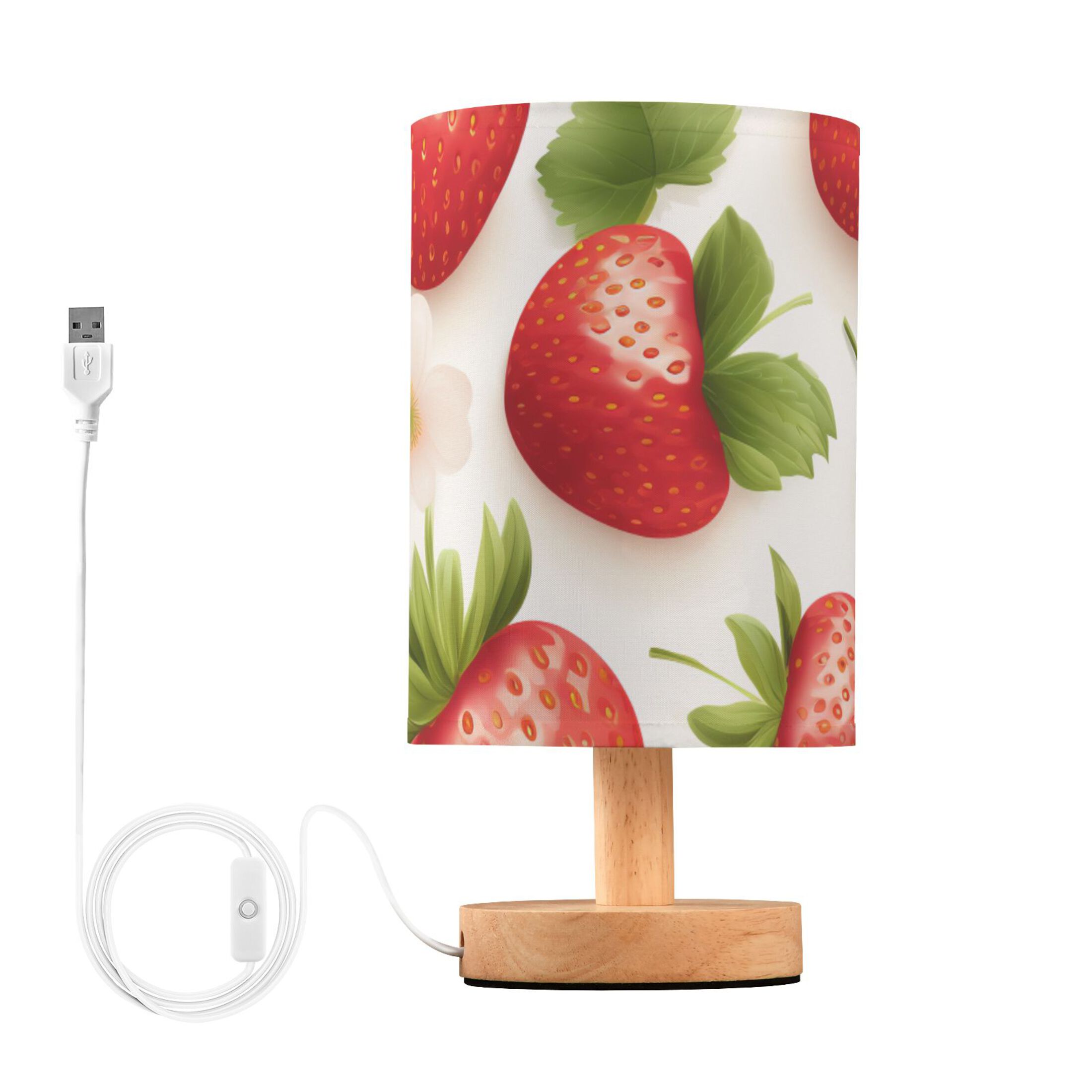 Strawberry with Leaf Bedside Table Lamp LED Warm Lights with USB ...
