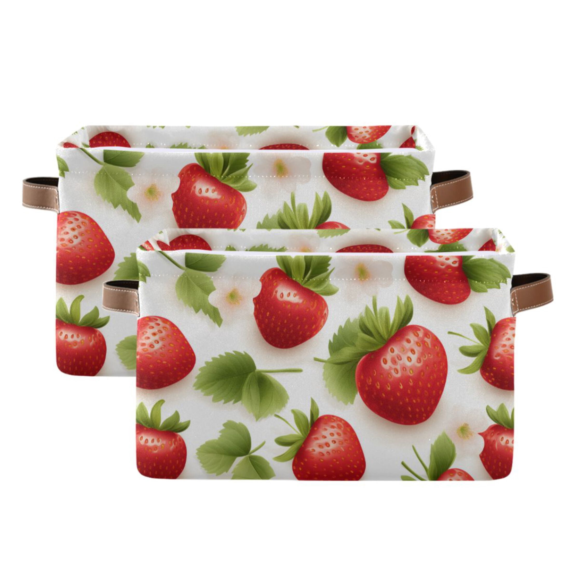 Strawberry with Leaf Storage Basket Large Foldable Storage Bin Laundry ...