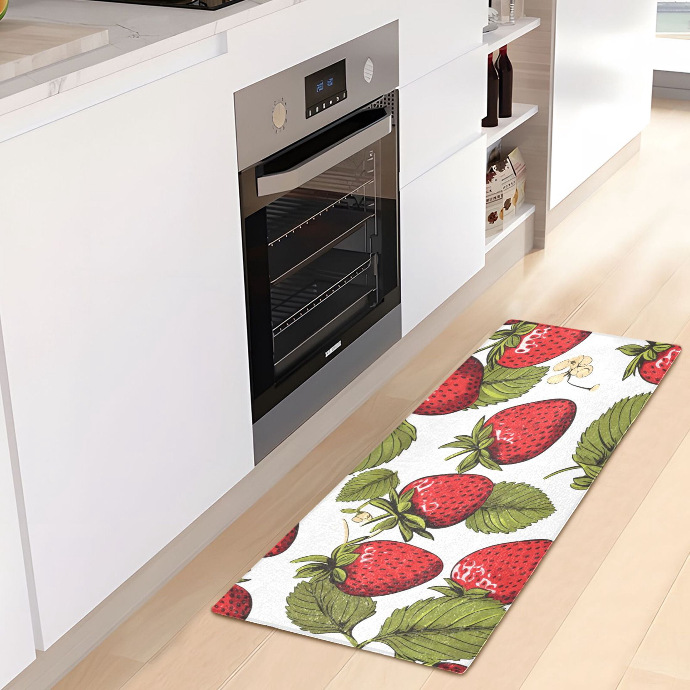 Strawberry with Leaves Luxury Kitchen Rug Non Slip Bathroom Plush Mat ...