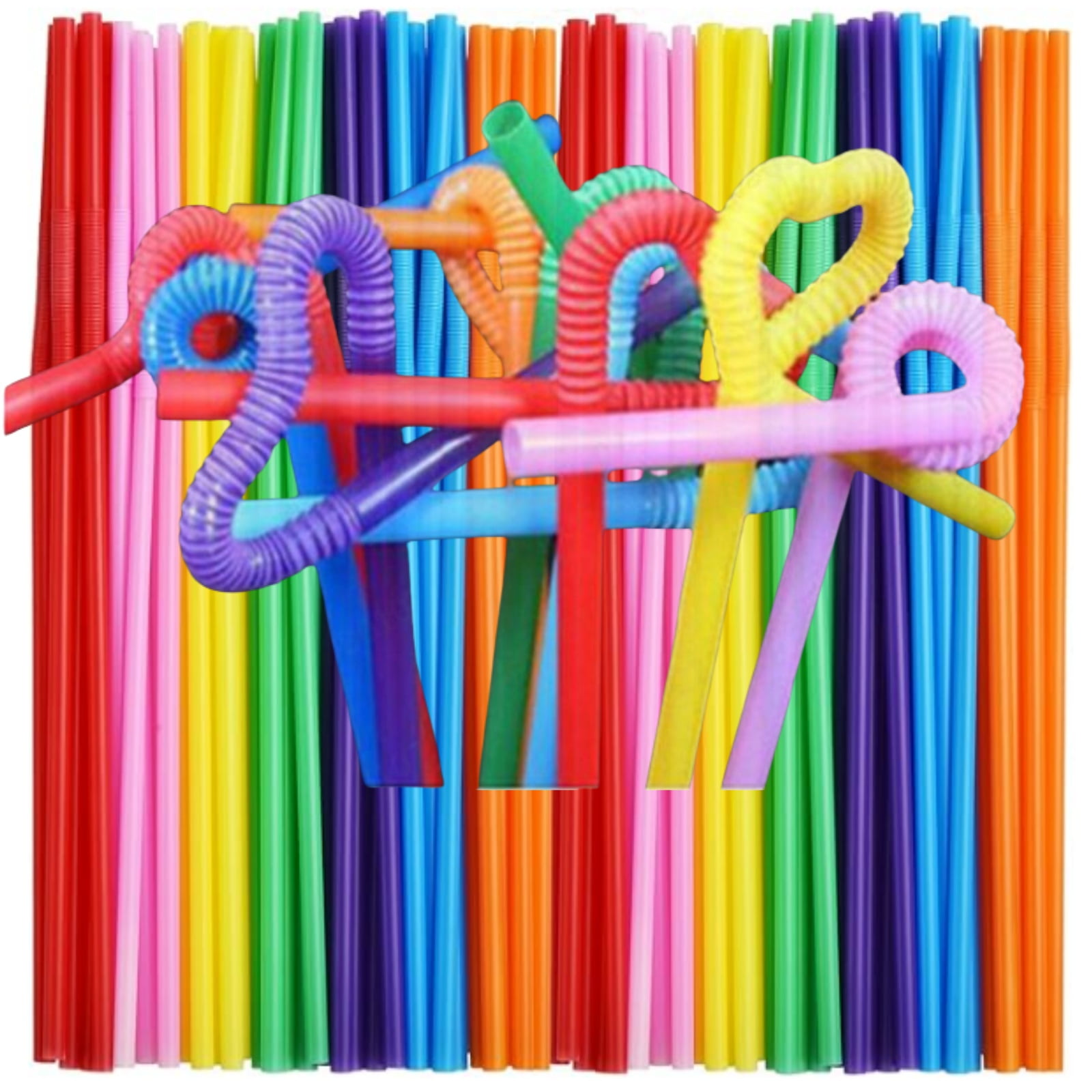 Straws - [100 Pack] 10.2" Disposable Drinking Straws,High Flexible ...