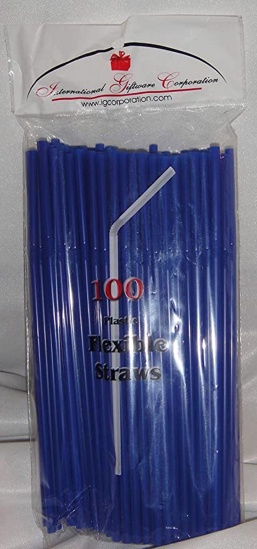 IGC 100 Royal Blue Flexible Drinking Straws, 8 inch High Quality ...
