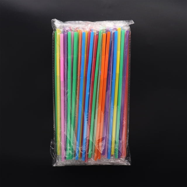 Straws Disposable 100 Plastic Drinking Straws 12.5 Inches Long Multi ...
