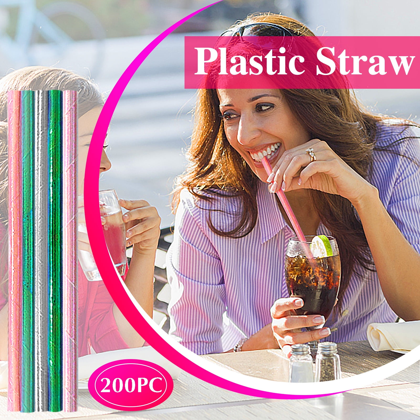 Straws Disposable Plastic, Hwkond 200pc Striped Colored Paper Straws ...