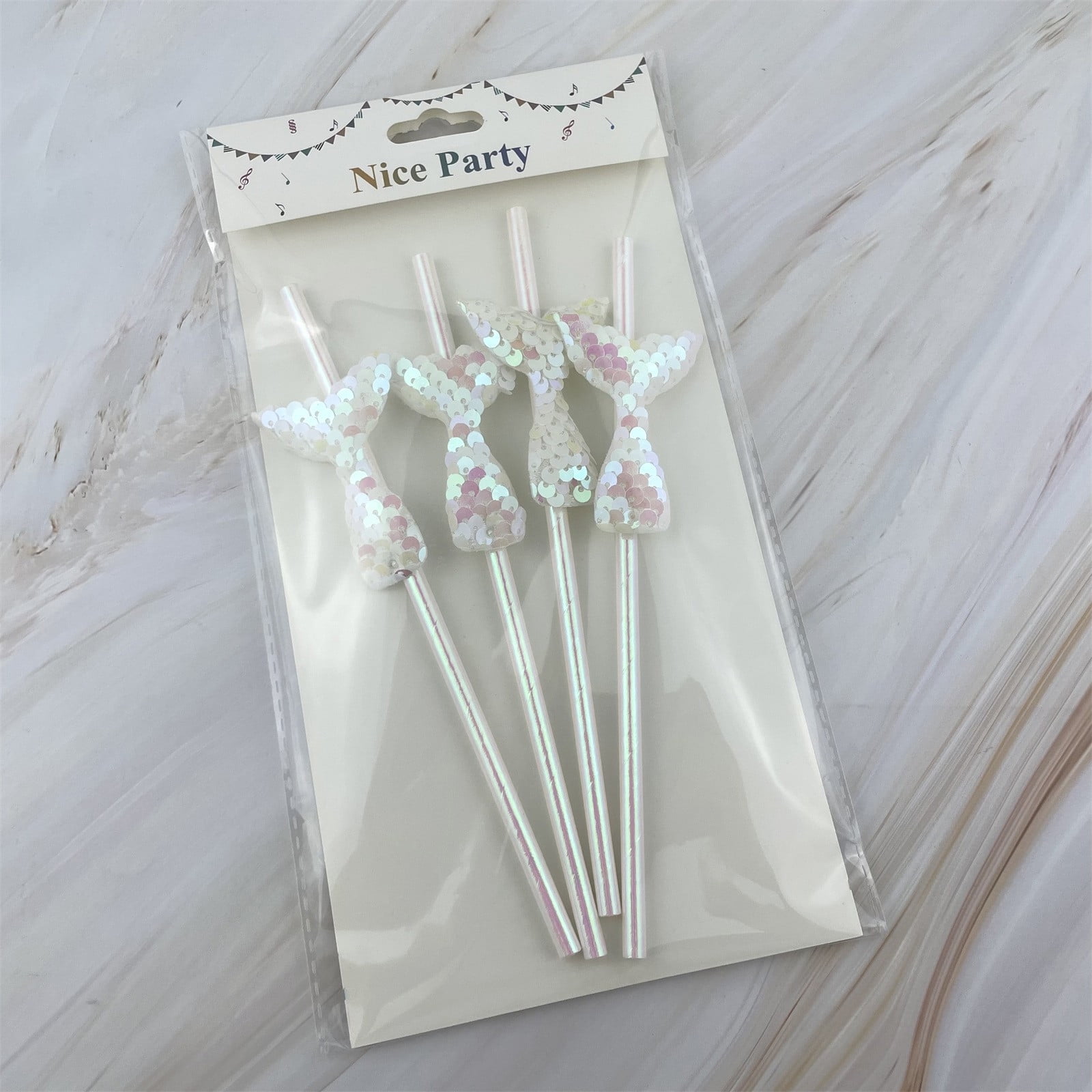 Straws Disposable Straw Party Sequins Fish Scales Color Three ...