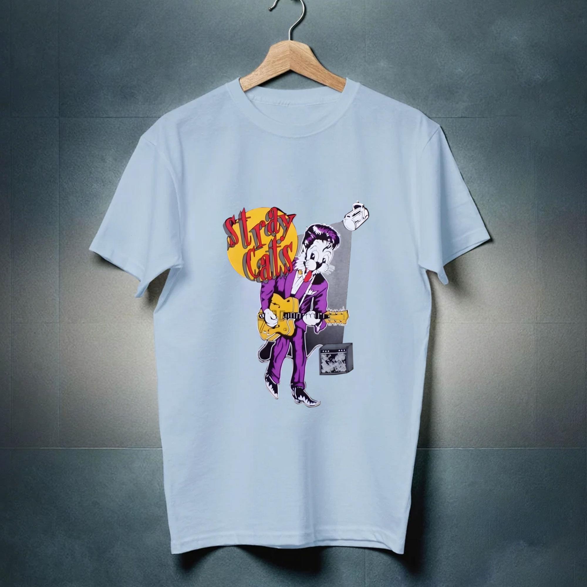 Stray Cats - Cat Playing Guitar Uni Shirt I051Christmas Gift Shirt ...