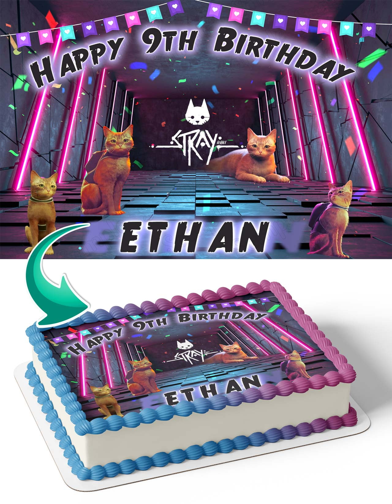Stray Game Cat Edible Cake Image Topper Birthday Photo Icing Fondant ...
