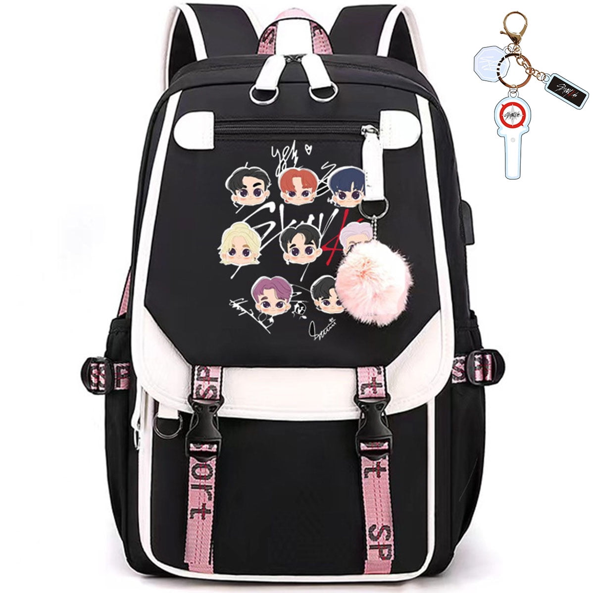 Stray Ki-ds Backpack Merch with USB Charging Port Cute SKZ School ...