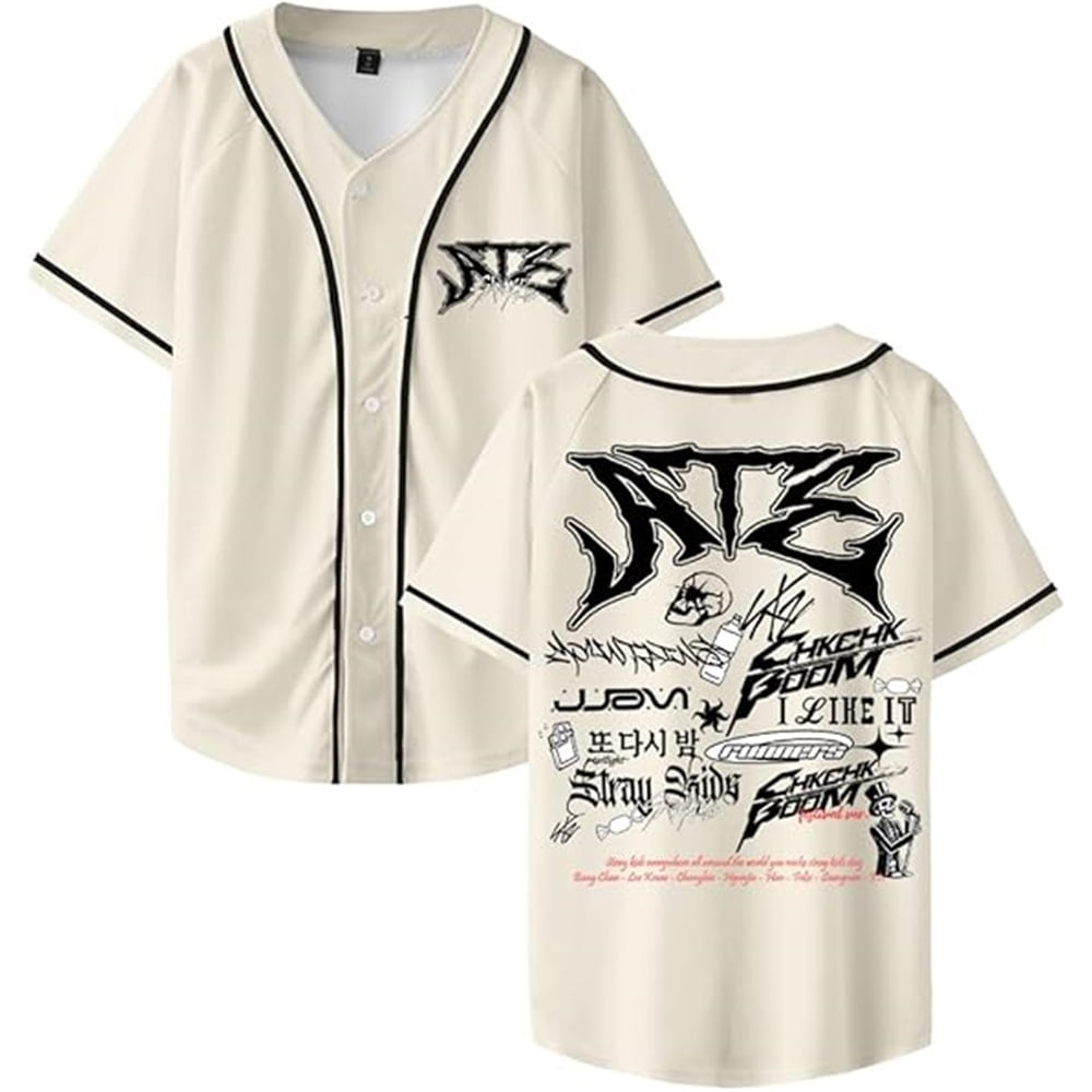 Stray Kids Ate Tracklist Merch Baseball Jersey Tops Short Sleeve Shirts ...