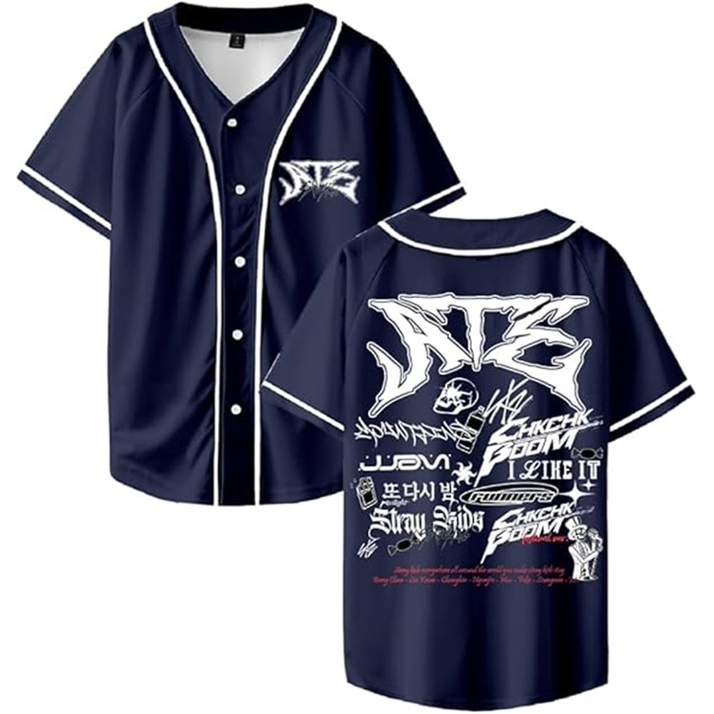 Stray Kids Ate Tracklist Merch Baseball Jersey Tops Short Sleeve Shirts ...