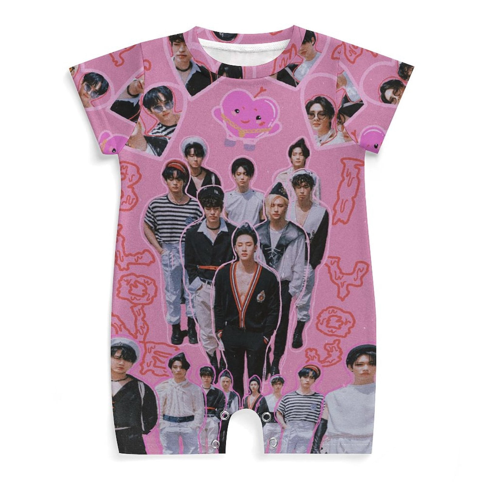 Stray Kids Baby Boy Girl Short Sleeve Romper Clothing Set Print Cartoon ...