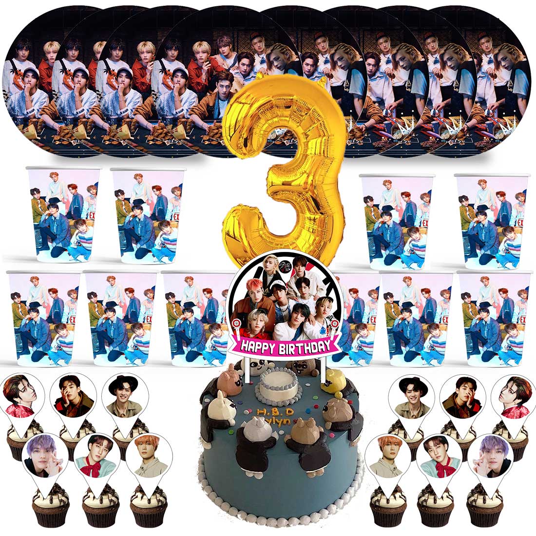 Stray Kids Birthday 3rd Cups Party Supplies Plates Fans Decorations ...