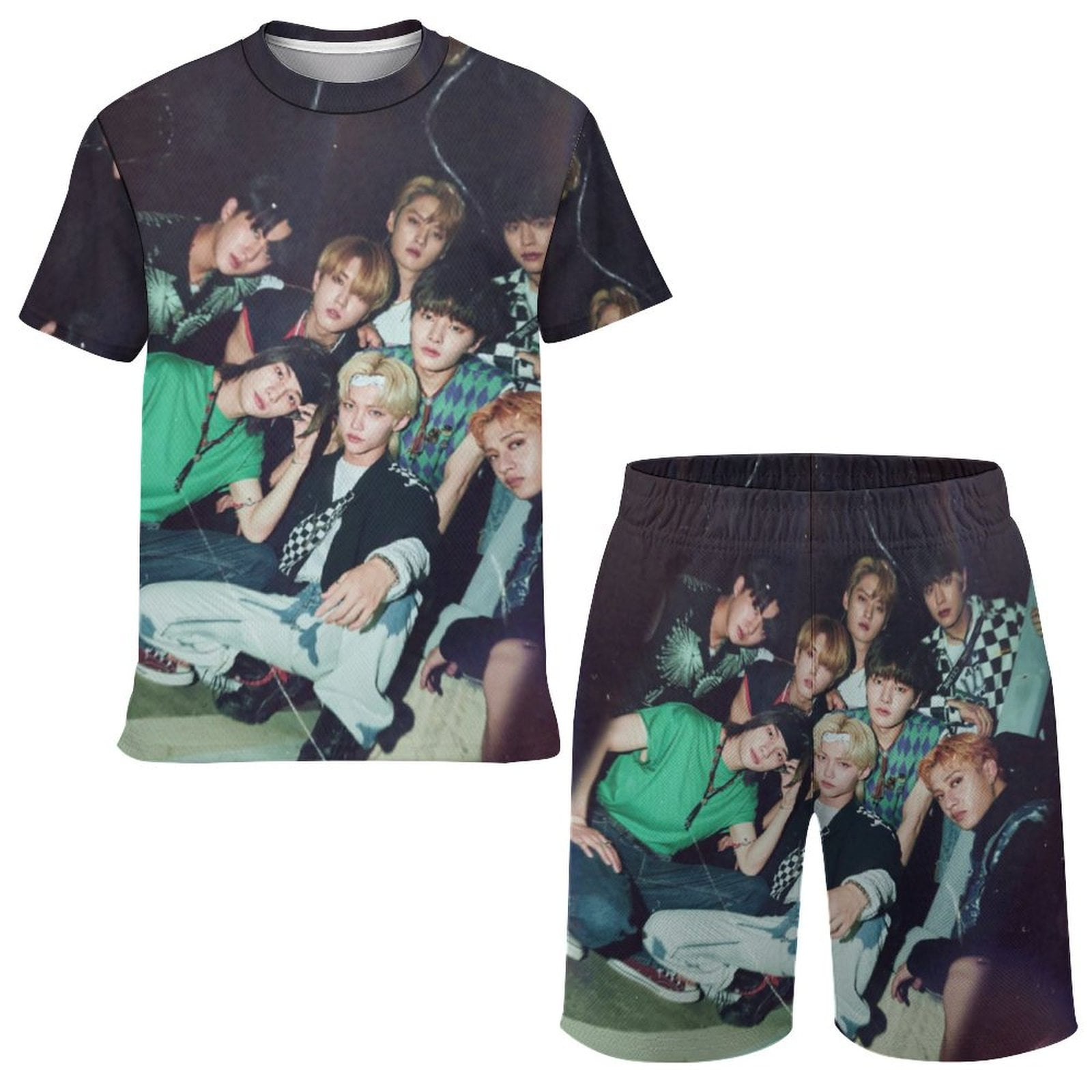 Stray Kids Boys Girls Short Sleeve Mesh T-Shirt And Shorts Outfit Set ...