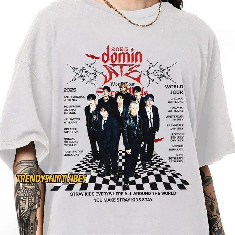 Stray Kids DominATE World Tour 2025 T-Shirt, Kpop Concert Graphic Tee ...