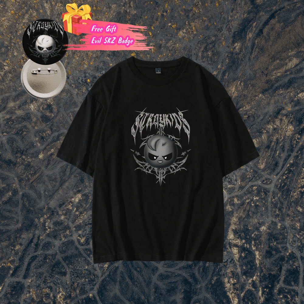 Stray Kids Evil SKZOO Cotton T - Shirt + Free Evil SKZ Badge - Kpop ...