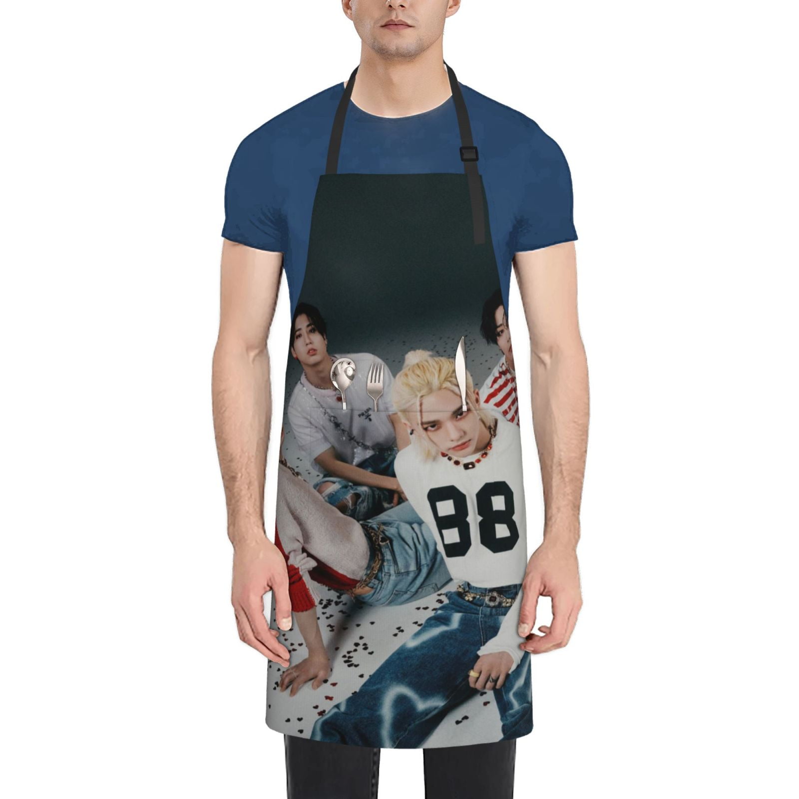 Stray Kids Kitchen Cooking Aprons, Adjustable Bib Soft Chef Apron with ...