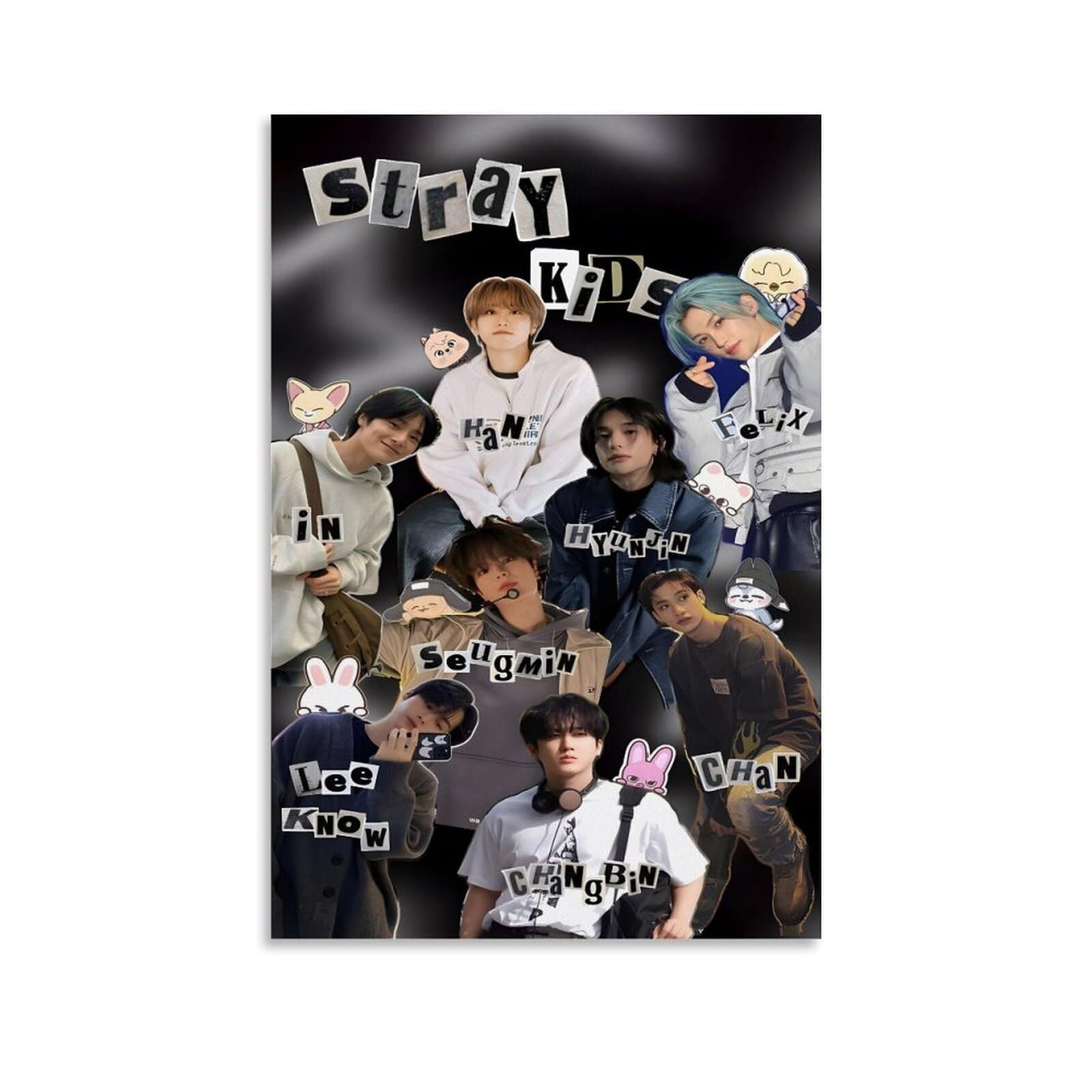 Stray Kids Korean Boy Band Poster Signed Cover Poster Bedroom Wall Art ...