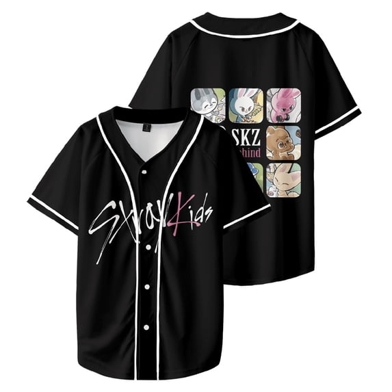 Stray Kids Merch SKZOO SKZ Behind Baseball Jersey V-neck Printed ...